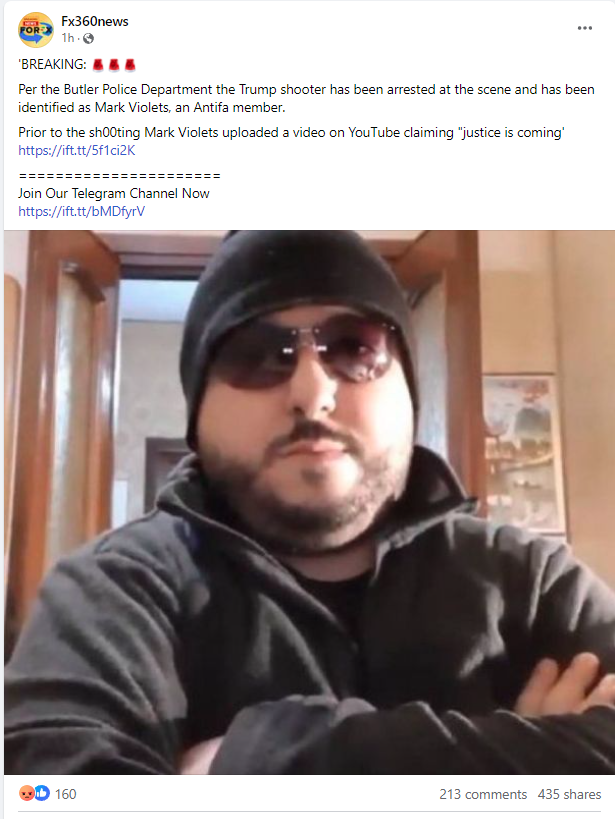 Fact Check: 'Mark Violets' NOT Confirmed by Butler Police As Gunman or ...