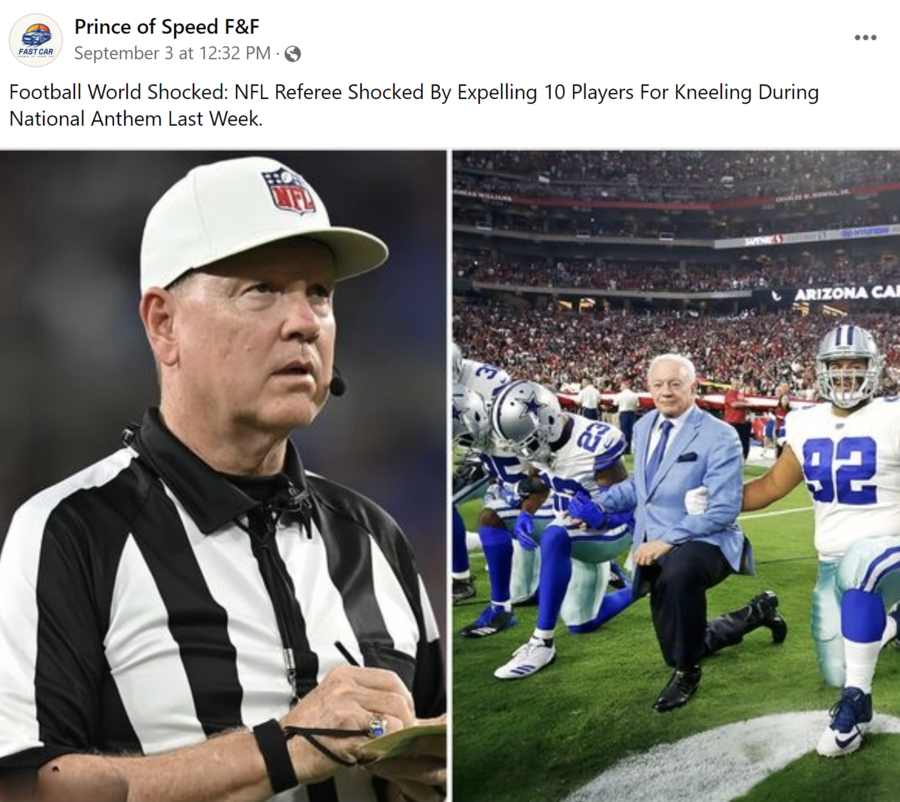 Fact Check: NFL Referee Did NOT Expel 10 Players For Kneeling During ...