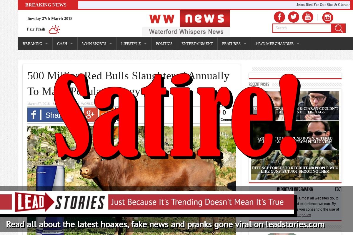 Fake News: NO 500 Million Red Bulls Slaughtered Annually To Make ...