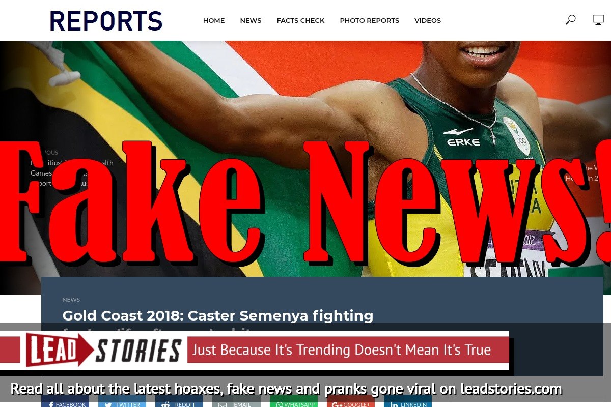 Fake News: Caster Semenya NOT Fighting For Her Life After Snake Bite ...