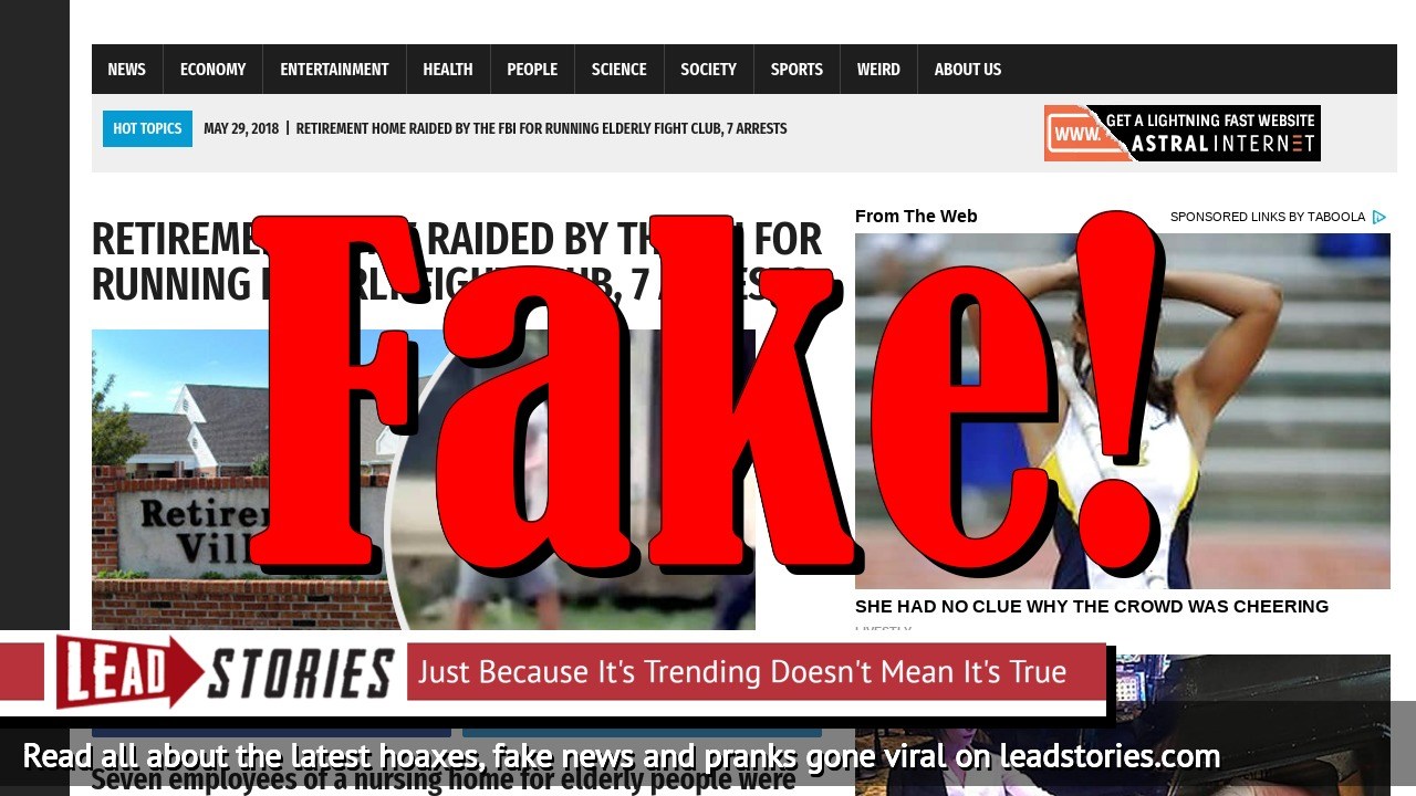 Fake News: Retirement Home NOT Raided By The FBI For Running Elderly ...