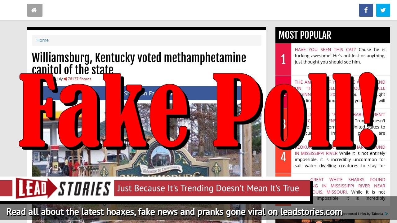 Fake News: Williamsburg, Kentucky NOT Voted Methamphetamine Capitol Of ...