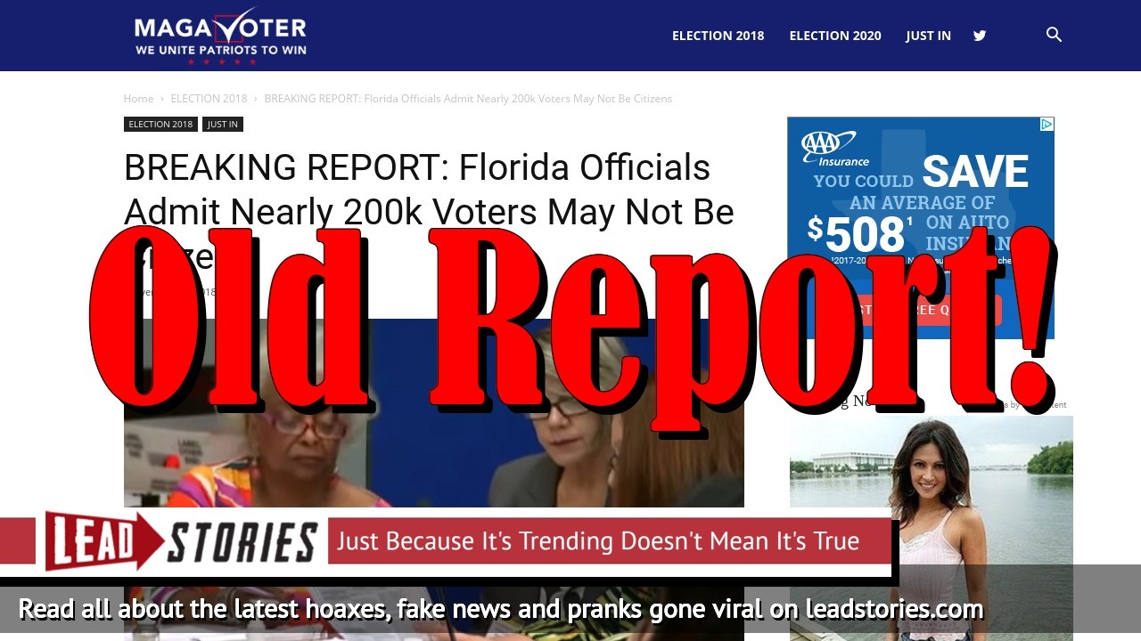 Fake News: Florida Officials Did NOT Admit Nearly 200k Voters May Not ...