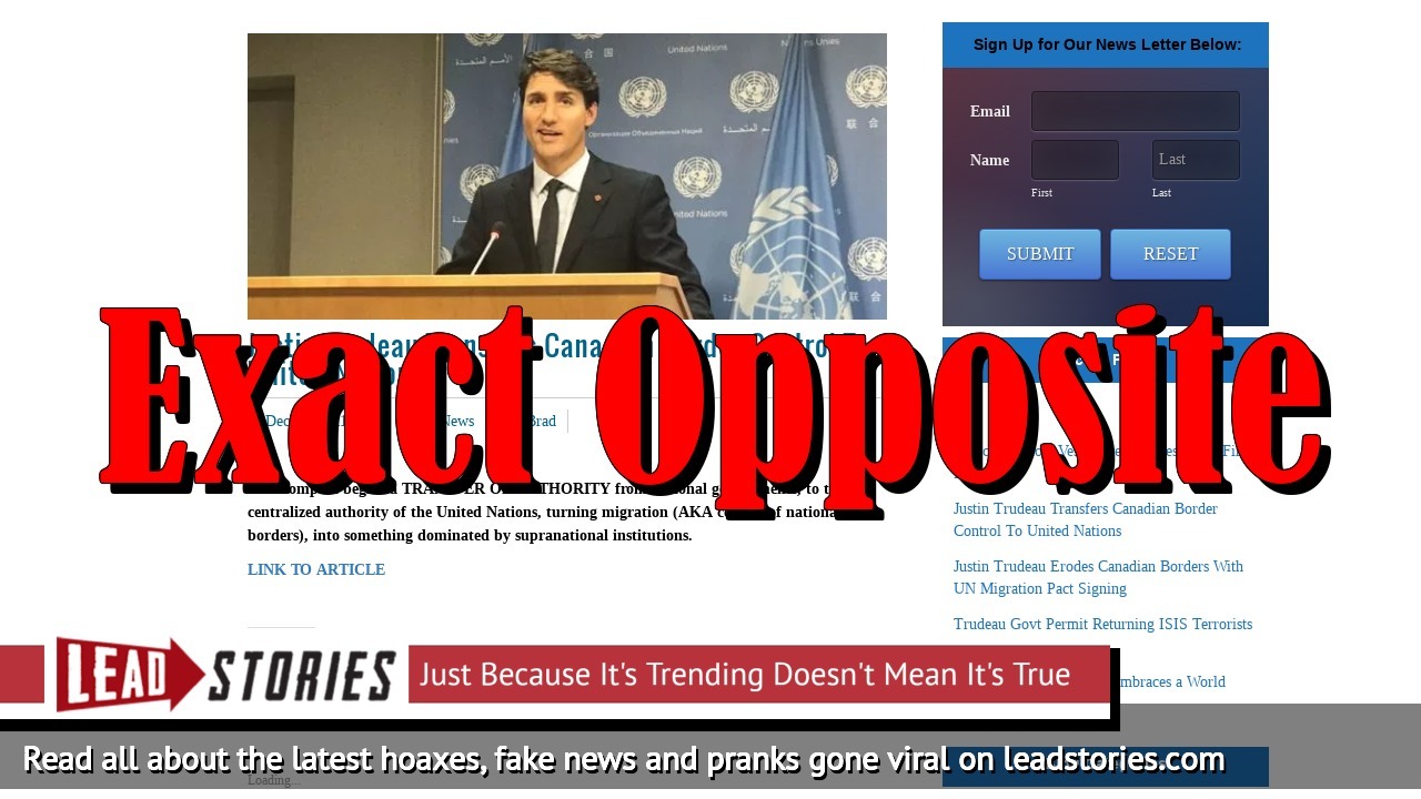Fake News: Justin Trudeau Did NOT Transfer Canadian Border Control To ...