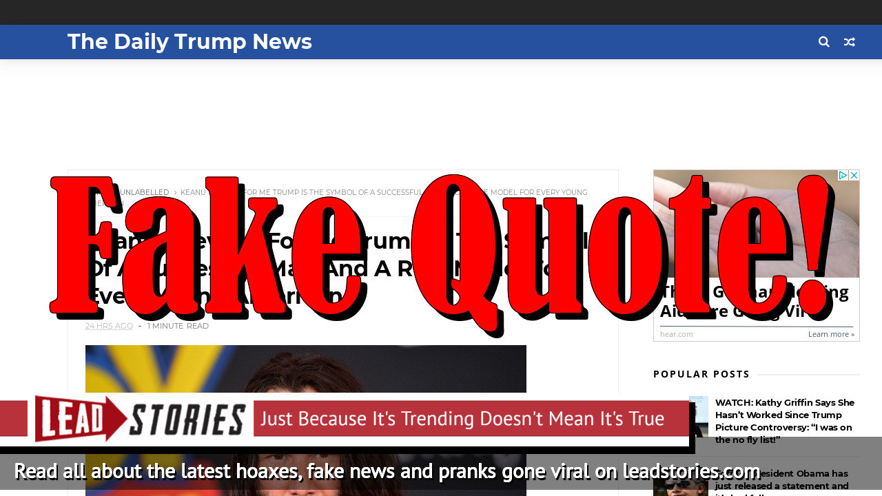 Fake News: Keanu Reeves (or Russell Crowe) Did NOT Say "For Me Trump Is ...