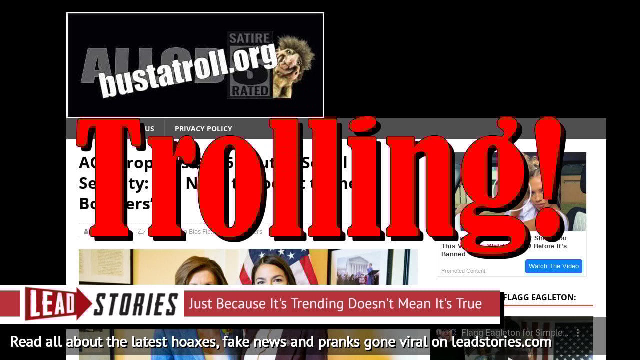 Fake News: AOC Did NOT Propose $10.5B Cut To Social Security; Did NOT ... Fake News: AOC Did NOT Propose $10.5B Cut To Social Security; Did NOT ...