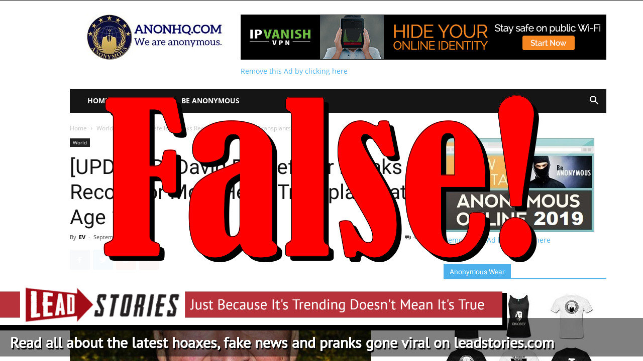 Fake News: David Rockefeller Did NOT Break Record For Most Heart ...