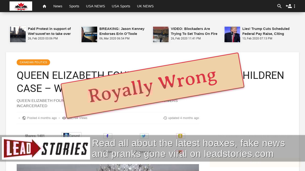 Fact Check: Queen Elizabeth Was NOT Found Guilty In Missing Children ...