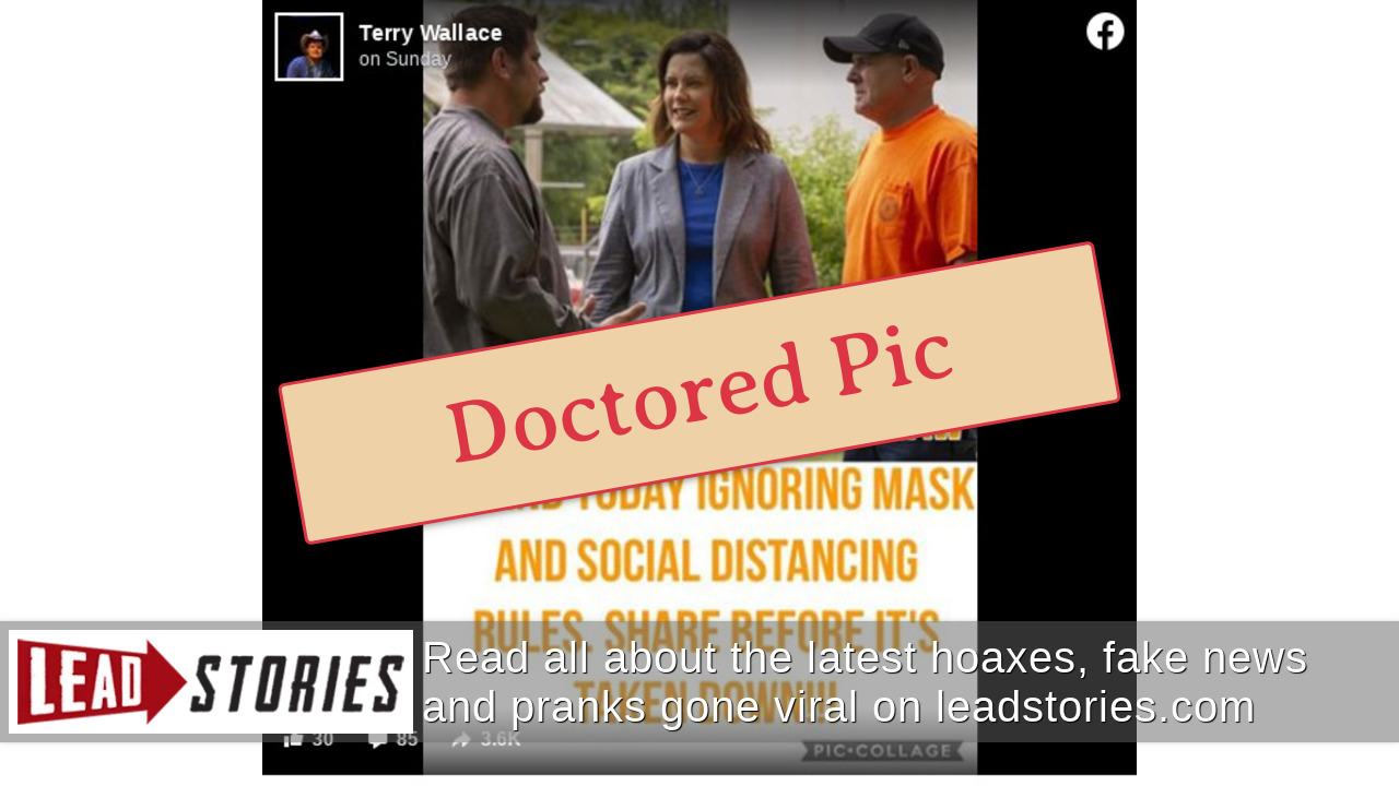 Fact Check: Gov. Whitmer NOT Pictured Ignoring Mask And Social ...
