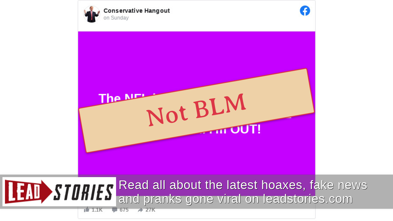 Fact Check: NFL Did NOT Agree To Give $250M To BLM | Lead Stories