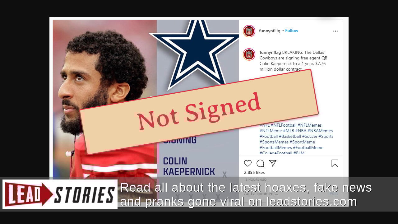 Fact Check: The Dallas Cowboys Have NOT Signed Free Agent QB Colin ...