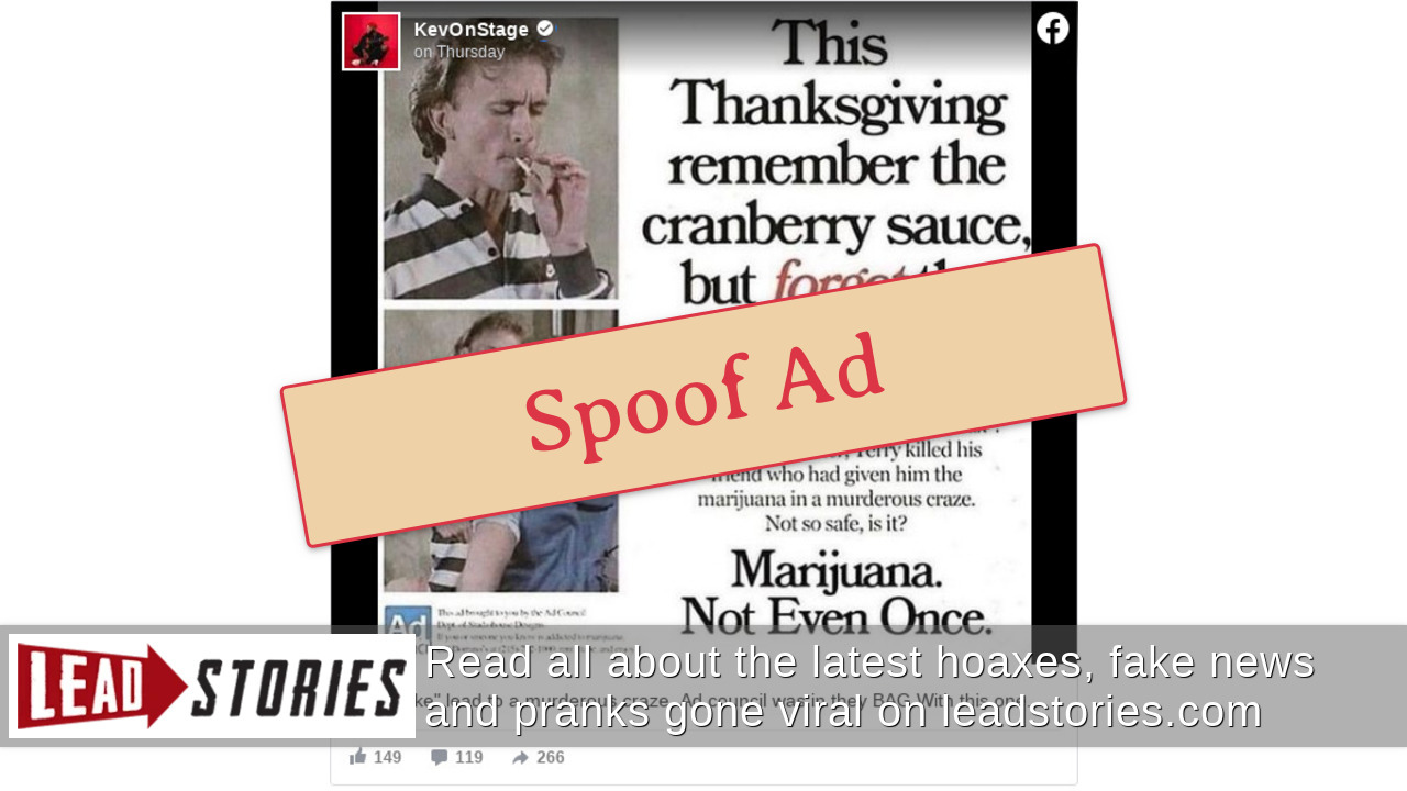 Fact Check: This Thanksgiving Themed Anti-Marijuana Ad Is NOT Genuine ...