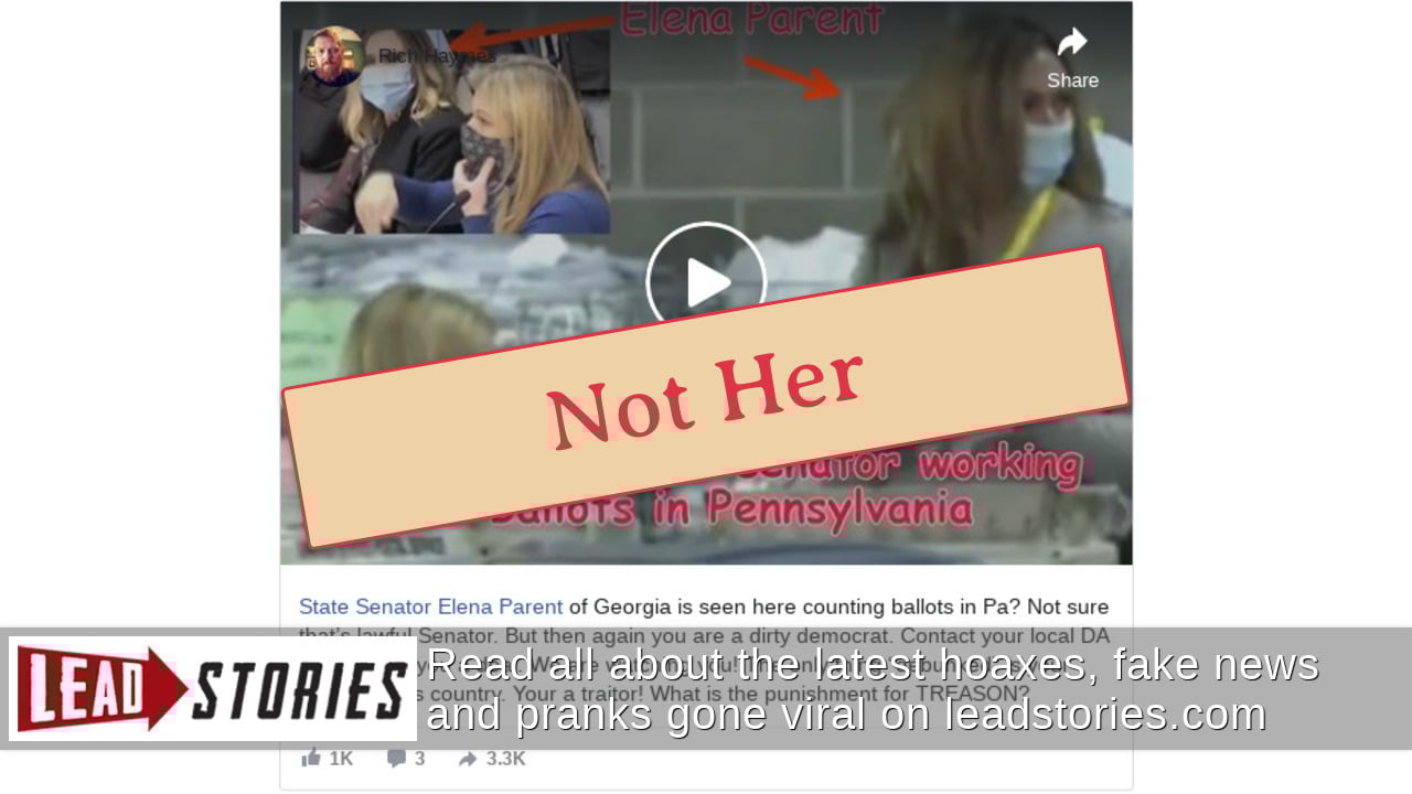 Fact Check: Georgia State Senator Elena Parent Was NOT Busted Counting ...