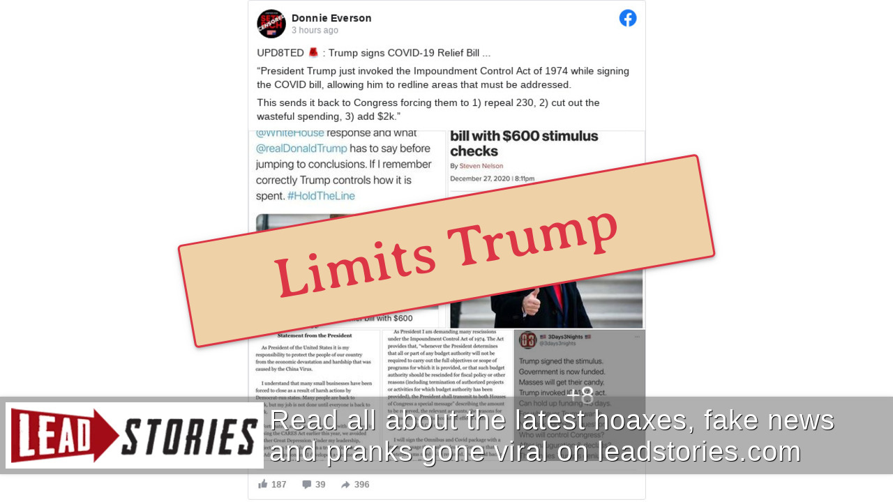 Fact Check: President Trump Invoking The Impoundment Control Act Does ...