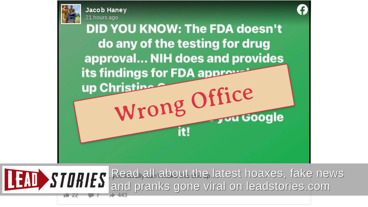 Fact Check: The NIH Does NOT Conduct All Testing Of New Drugs And Dr ...