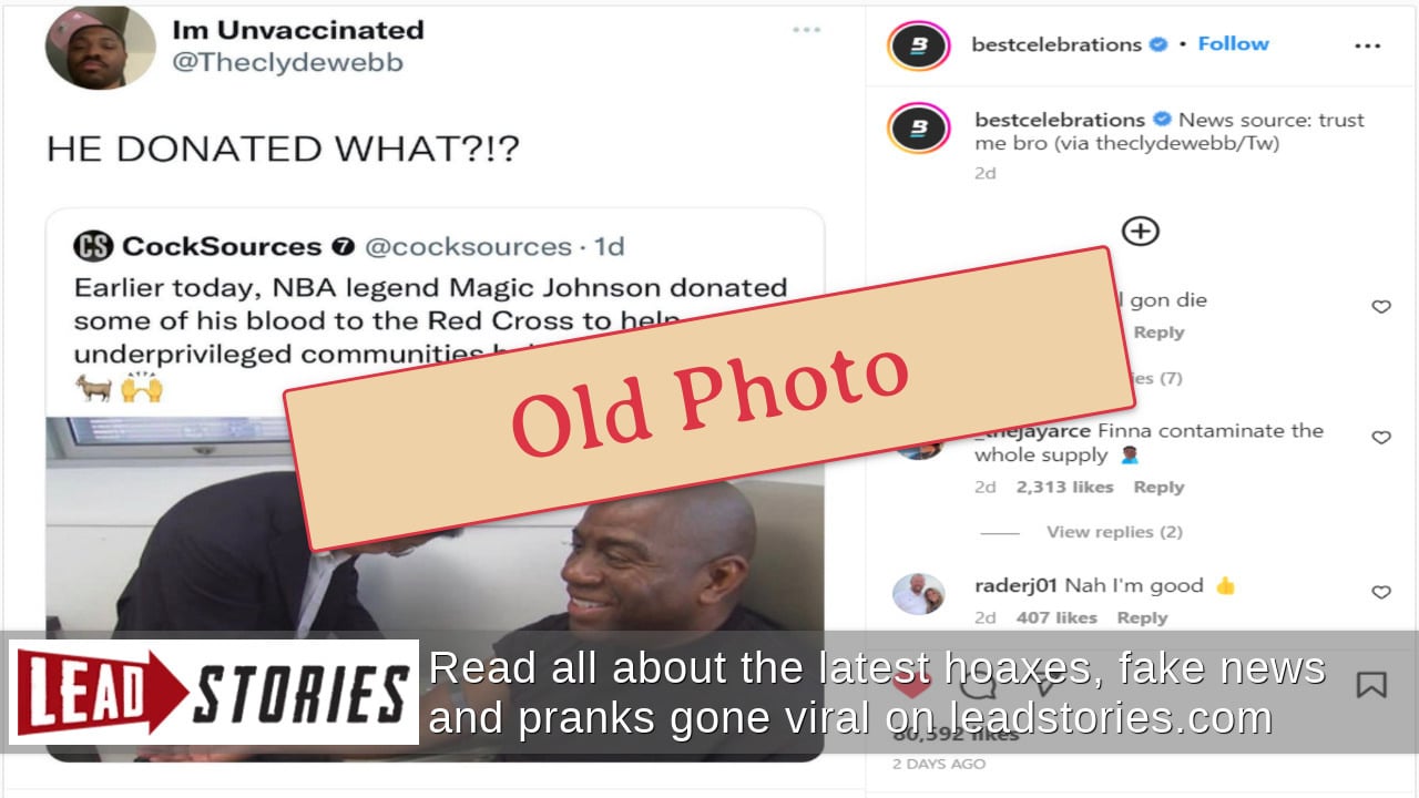 Fact Check: Magic Johnson Did NOT Donate Blood To 'Help Underprivileged ...