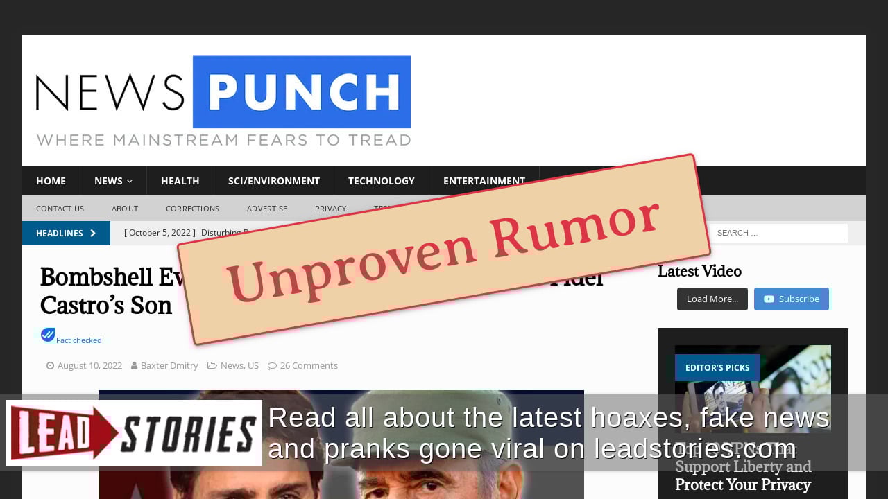 Fact Check: Justin Trudeau Is NOT Fidel Castro's Son | Lead Stories