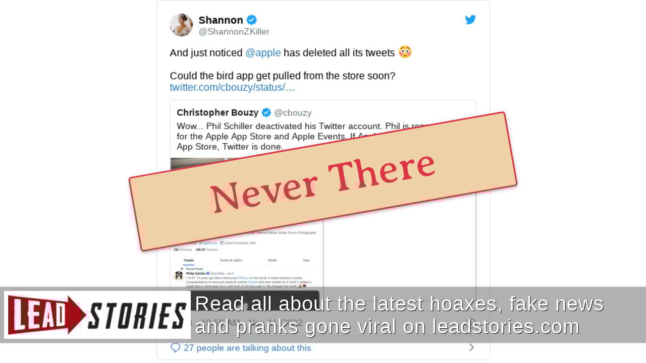 Fact Check: Apple Did NOT Just Delete All Its Tweets | Lead Stories