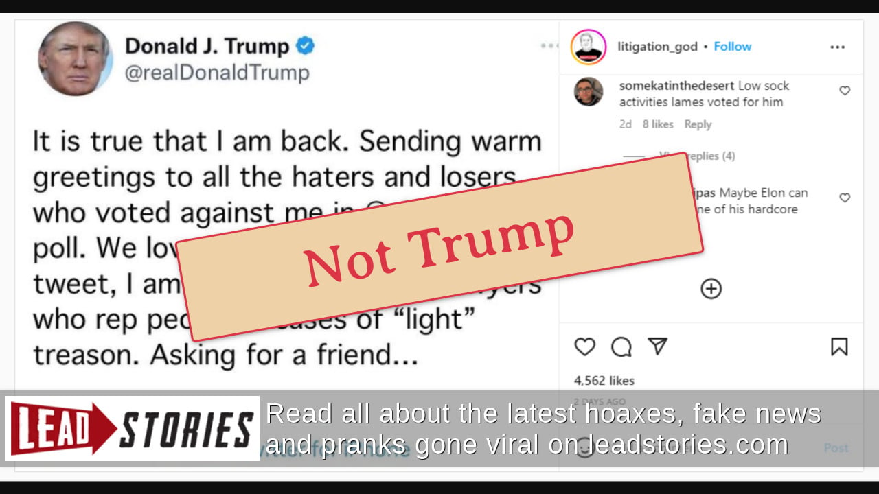 Fact Check: Donald Trump Did NOT Tweet On November 19, 2022 | Lead Stories