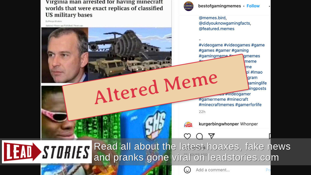 Fact Check: Image Does NOT Show Virginia Man Arrested For Minecraft Military Bases -- It's A ...