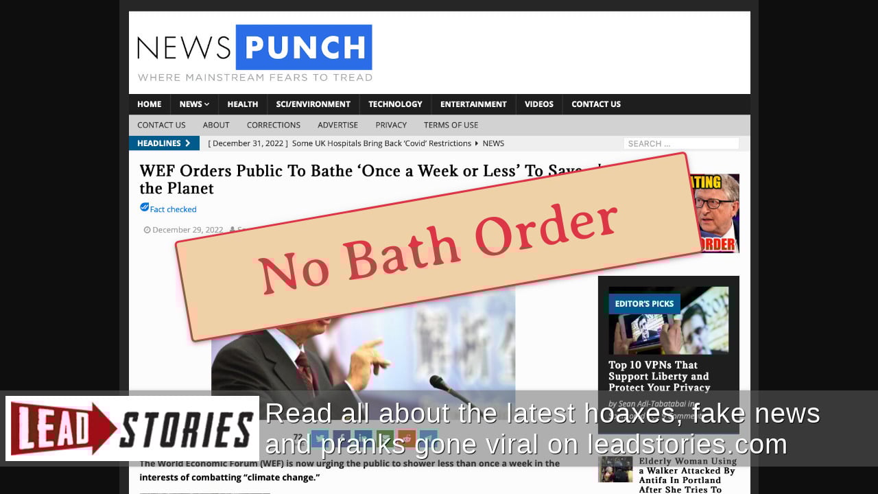 Fact Check: World Economic Forum Did NOT Issue Weekly Bathing Order As ...