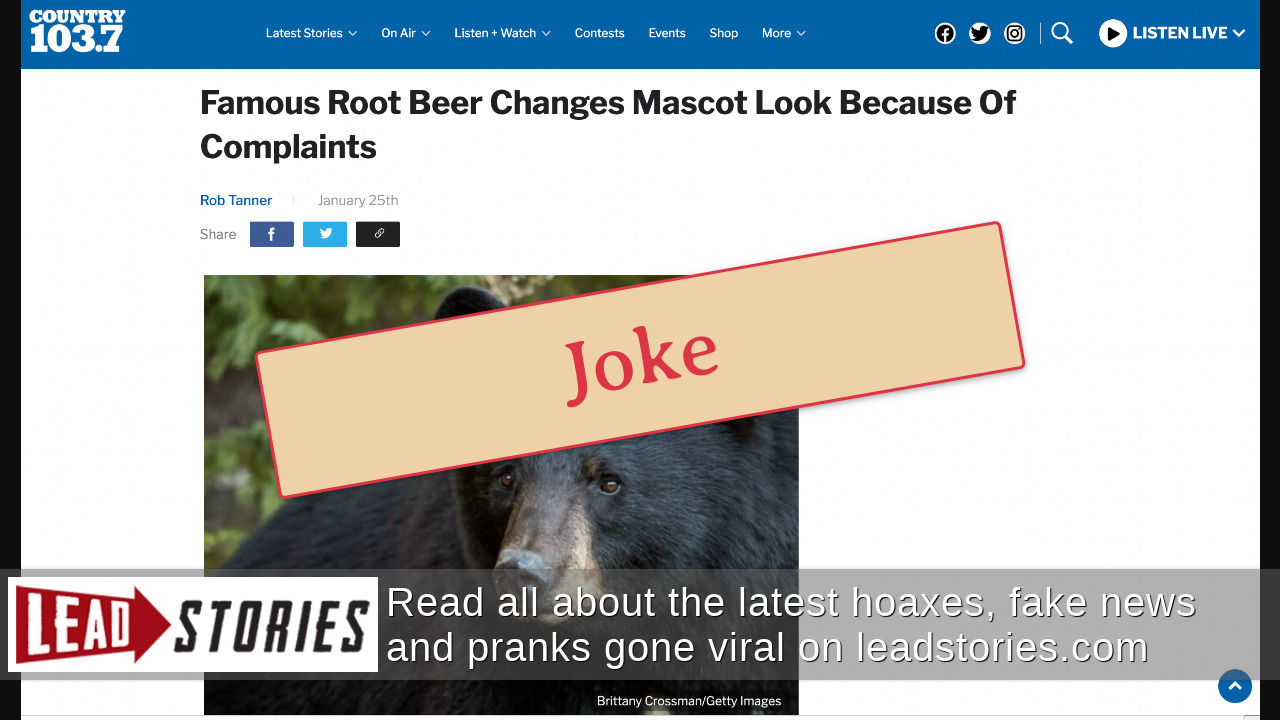 Fact Check: A&W Did NOT Put Pants On Company's Mascot Bear 'Rooty' In ...