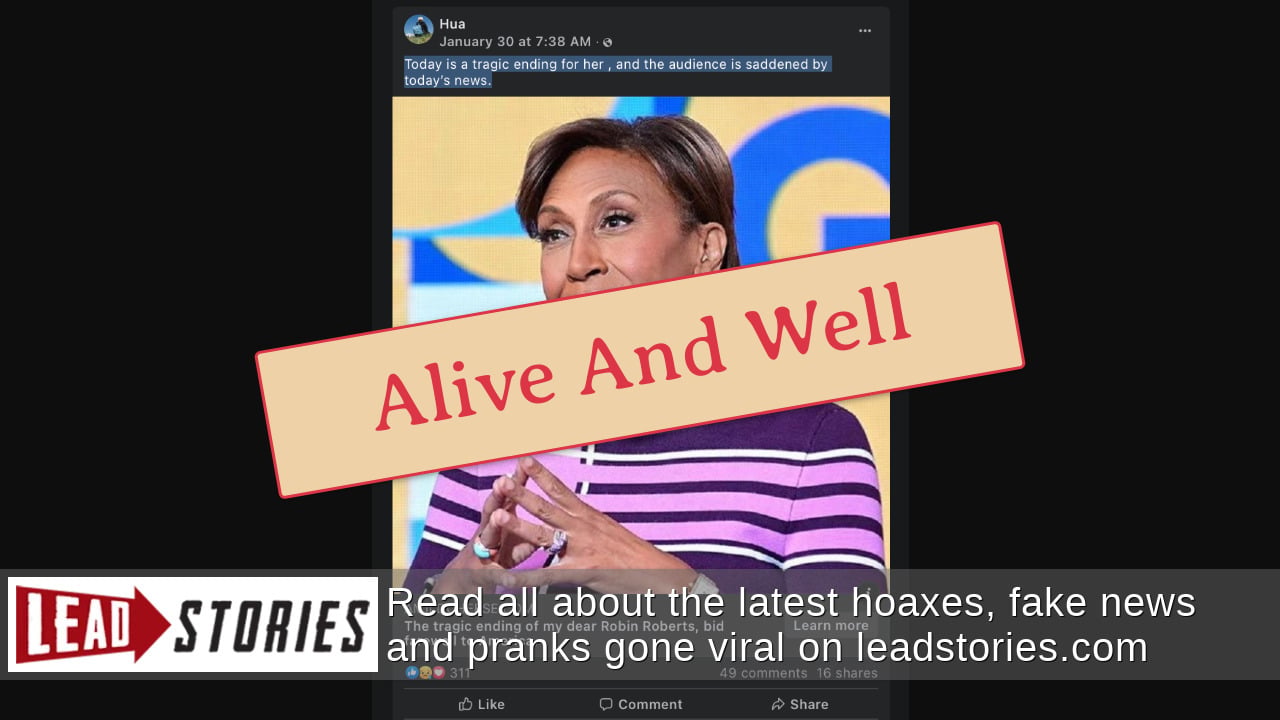 Fact Check: Robin Roberts Of 'Good Morning America' Did NOT Die As Of ...