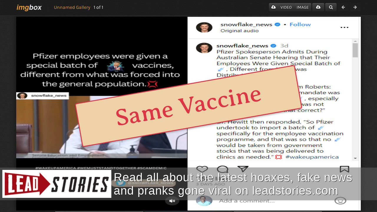 Fact Check: Pfizer Employees In Australia Did NOT Receive Different ...