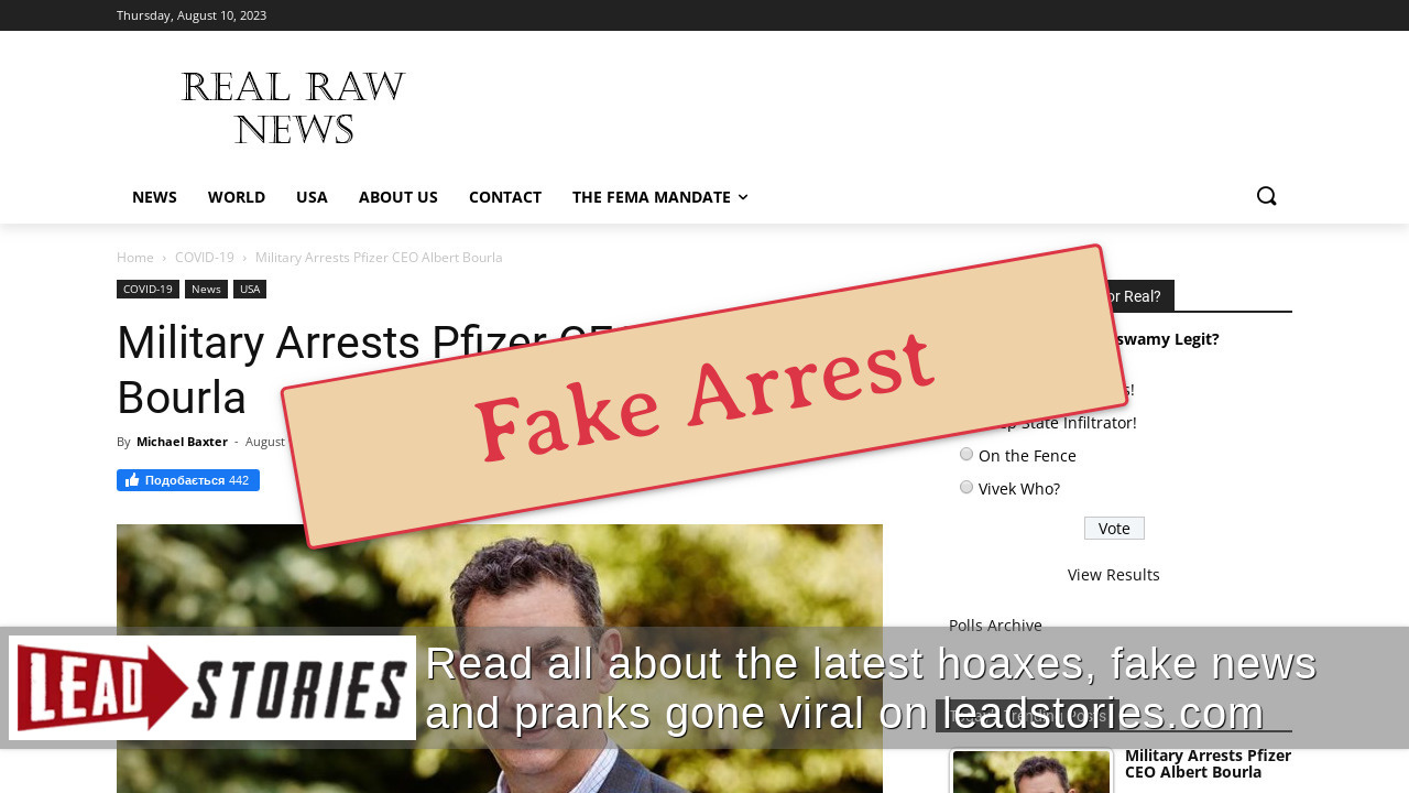 Fact Check: Pfizer CEO Albert Bourla Was NOT Arrested By US Marines On ...