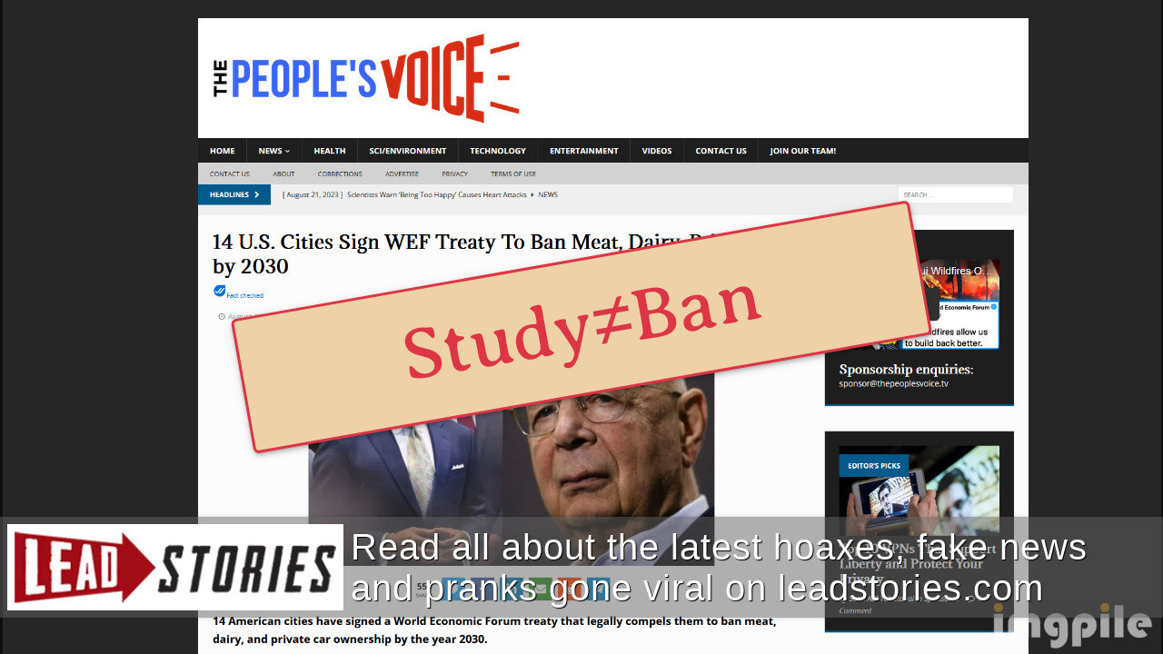 Fact Check: 14 U.S. Cities Did NOT 'Sign WEF Treaty To Ban Meat, Dairy ...