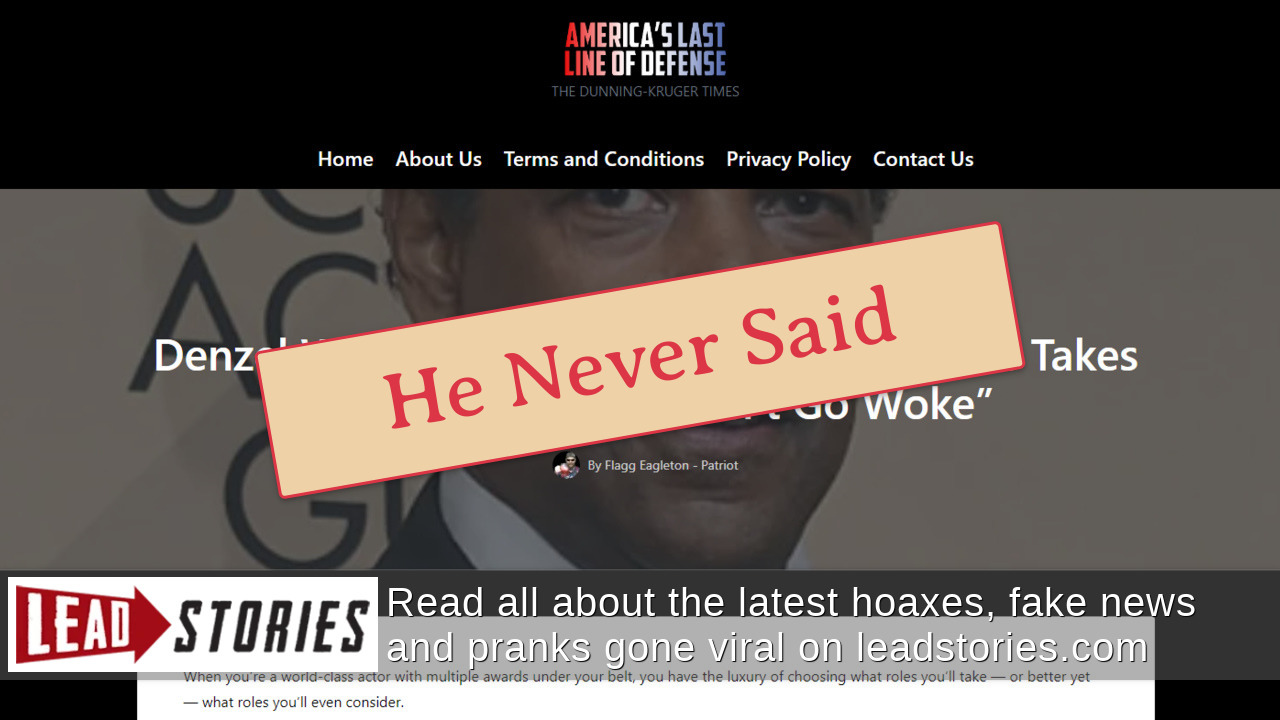 Fact Check: Denzel Washington Has NOT Said That He 'Won't Go Woke' For ...