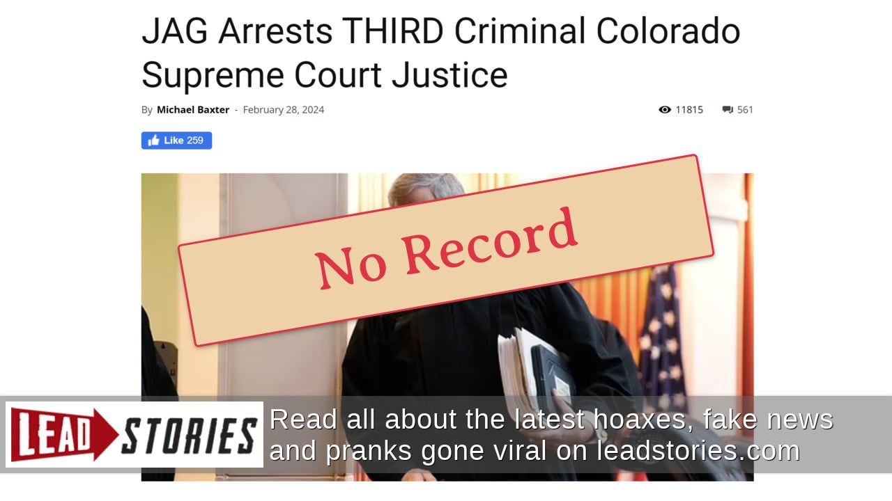 Fact Check: JAG Did NOT Arrest 3rd Colorado Supreme Court Justice ...