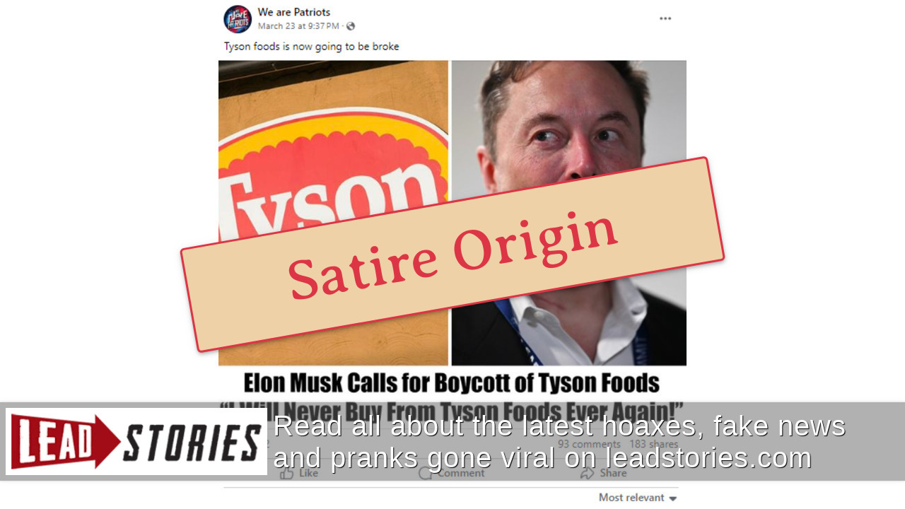 Fact Check: Elon Musk Did NOT Call For Tyson Foods Boycott As Of March ...