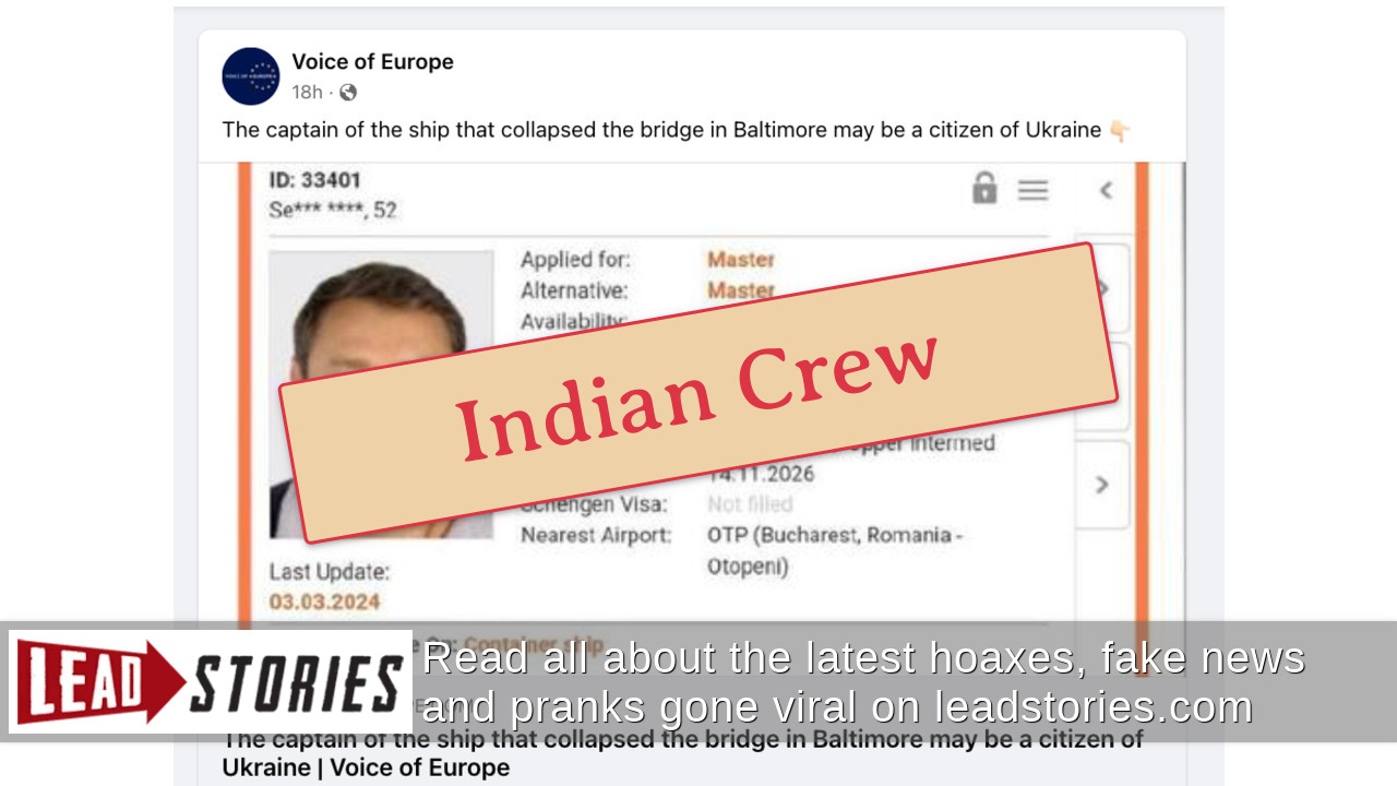 Fact Check: Captain Of Ship That Hit Francis Scott Key Bridge In ...