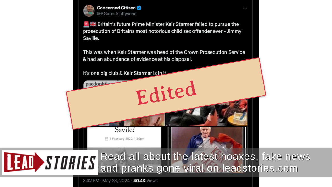 Fact Check: Image Of UK Labour Leader Keir Starmer Socializing With Jimmy Savile Is DIGITALLY ...