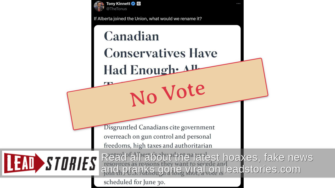 Fact Check: NO Vote On US Statehood Planned In Canada's Alberta ...