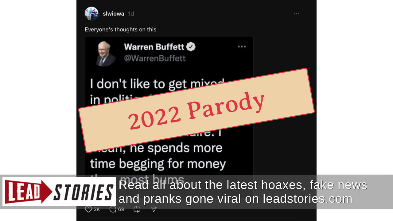 Fact Check: Warren Buffett Did NOT Tweet That Trump 'Spends More Time ...