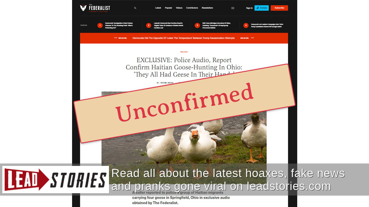 Fact Check: Police Audio Does NOT Confirm Haitians Hunting Geese In ...