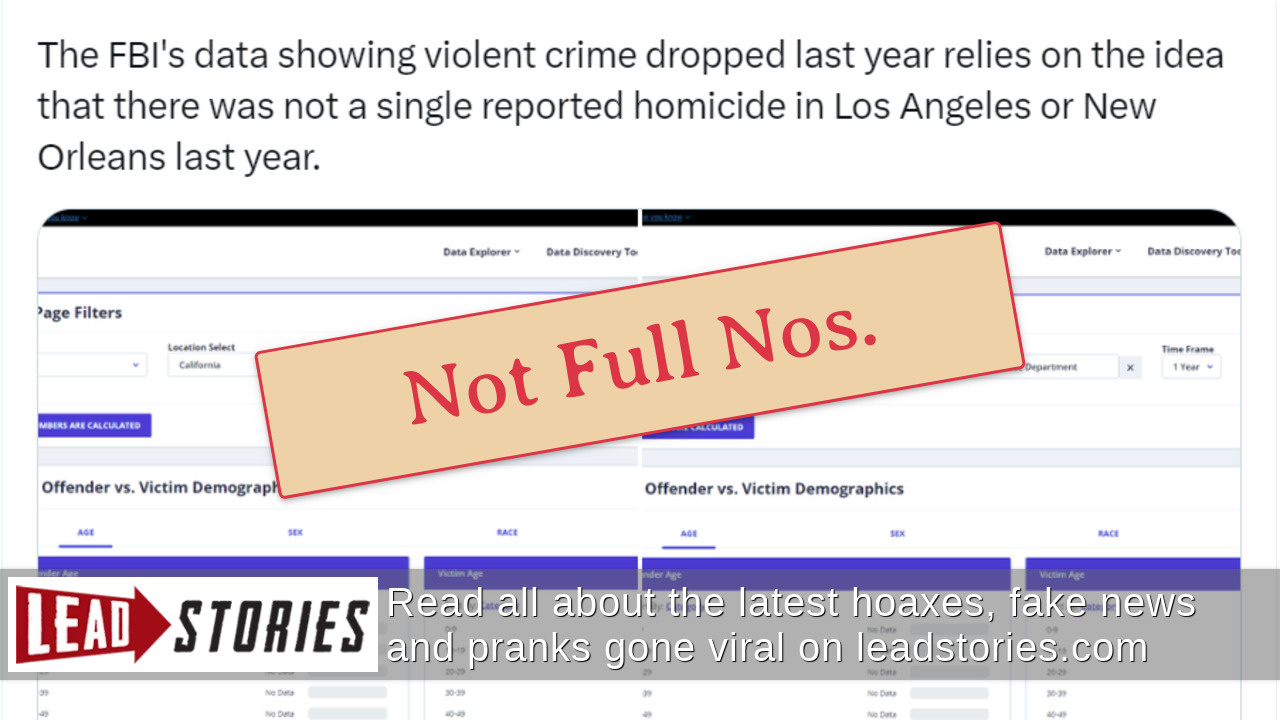 Fact Check: FBI Crime Data Did NOT Report Zero Homicides In Los Angeles ... Fact Check: FBI Crime Data Did NOT Report Zero Homicides In Los Angeles ...