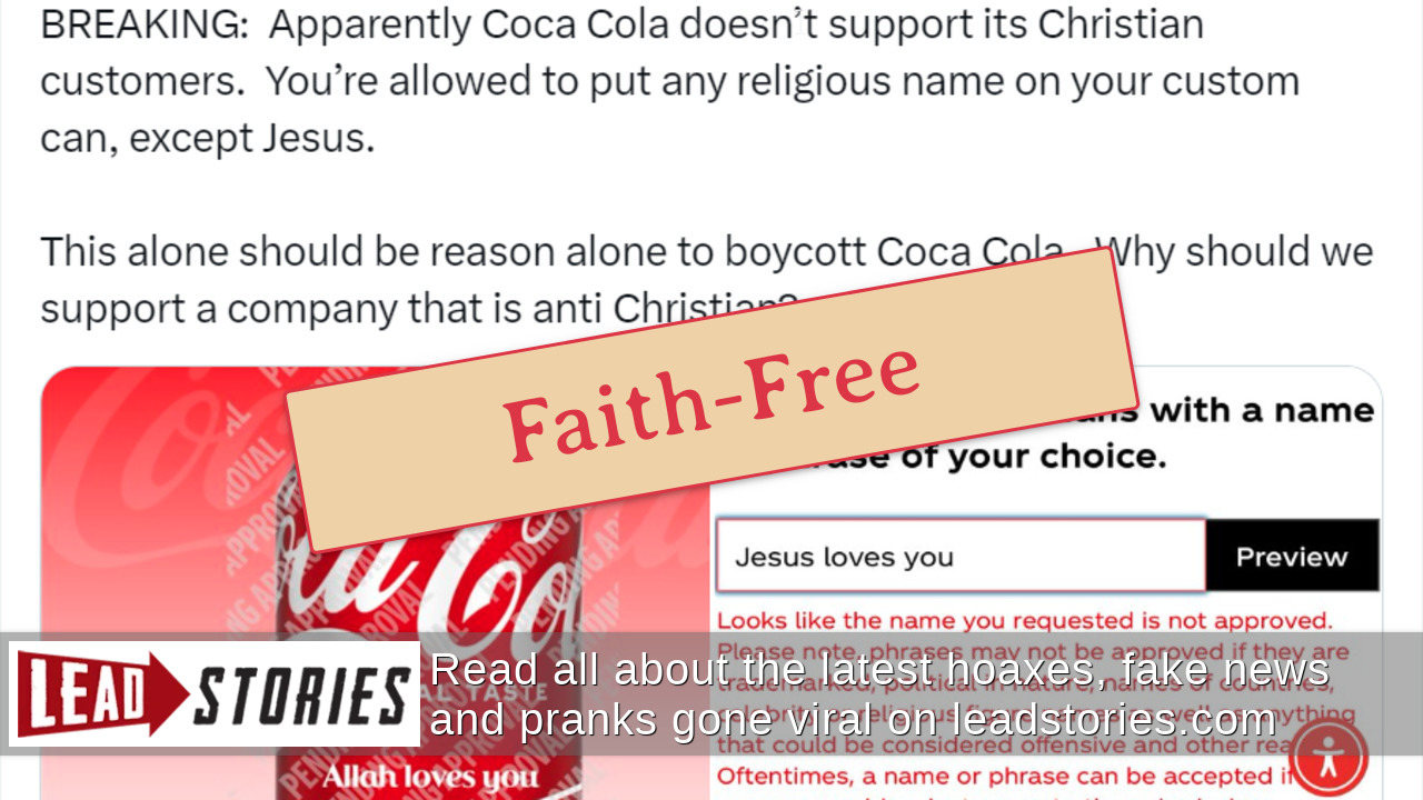 Fact Check: Coca-Cola Does NOT Allow 'Allah Loves You' Or 'Jesus Loves ...