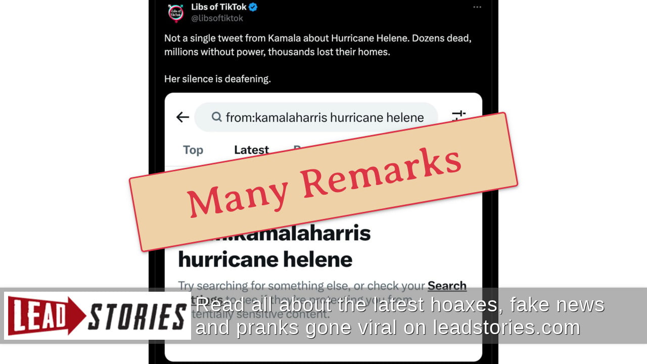 Fact Check: Kamala Harris DID Tweet About Hurricane Helene | Lead Stories