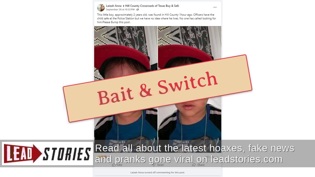 Fact Check: Bumping A Post Will NOT Help Identify 2-Year-Old Boy ...