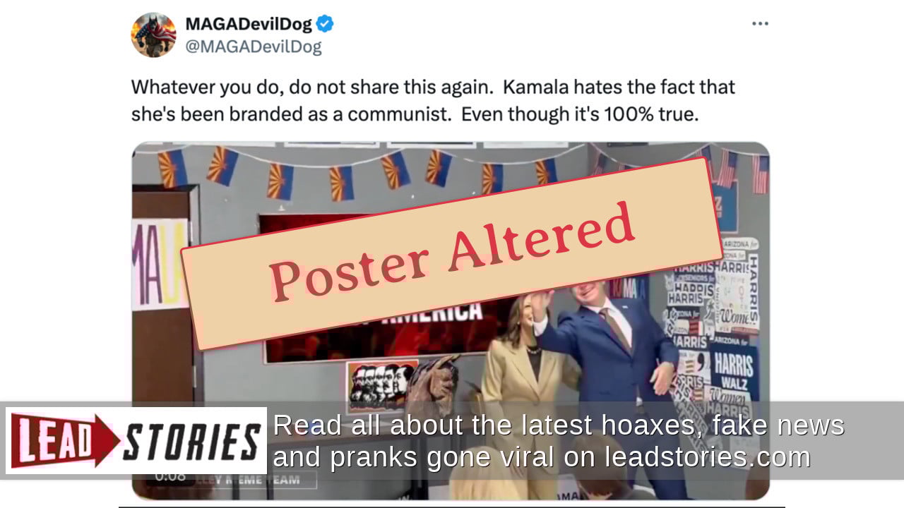 Fact Check: Sign Is NOT Real In Video Of Kamala Harris, Tim Walz Posing ...