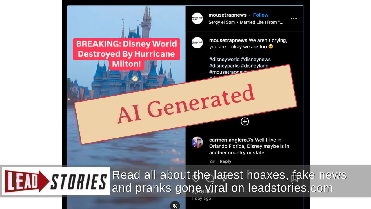 Fact Check: Images Of 'Disney World Destroyed By Hurricane Milton' Are ...