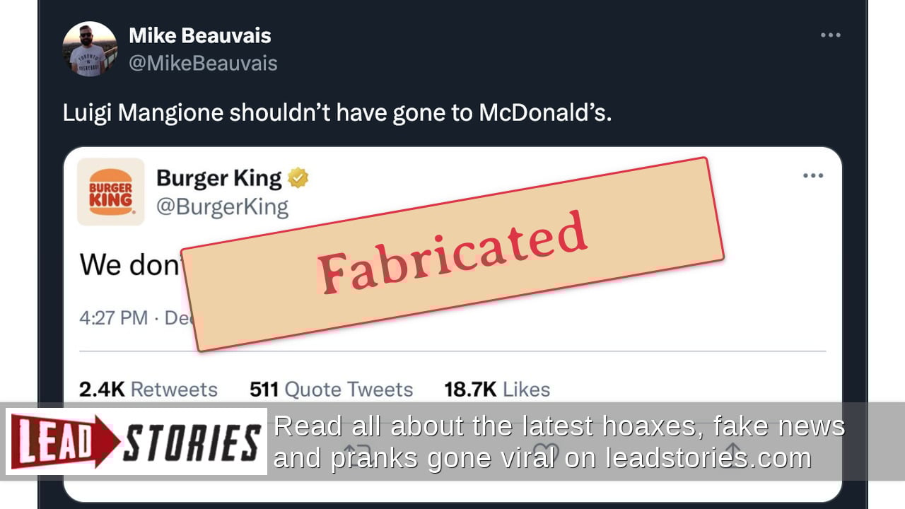Fact Check: Burger King Did NOT Post 'We Don't Snitch' After Luigi ...