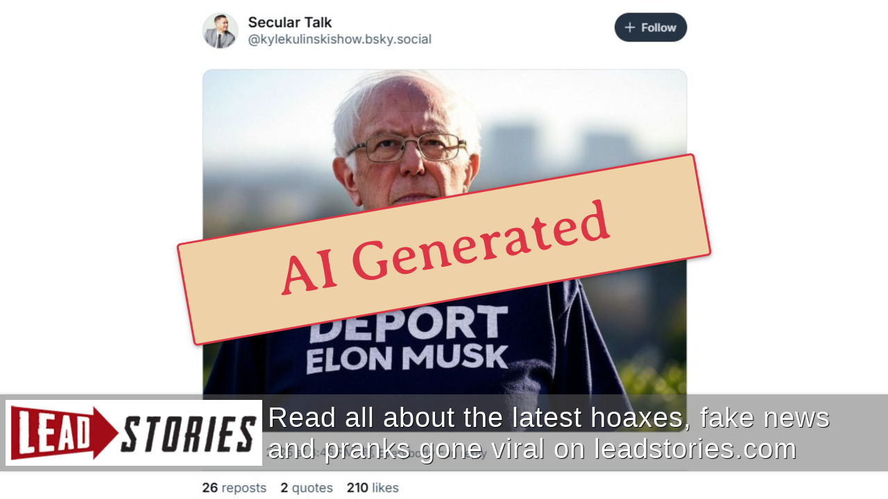 Fact Check: FAKE Photo Shows Bernie Sanders In 'Deport Elon Musk' Shirt ...
