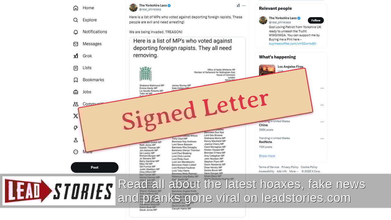 Fact Check: List Of MPs Did NOT Show Votes Against Deporting 'Foreign ...