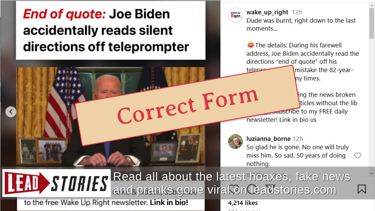 Fact Check Biden Saying End Of Quote In Farewell Address Was Not A