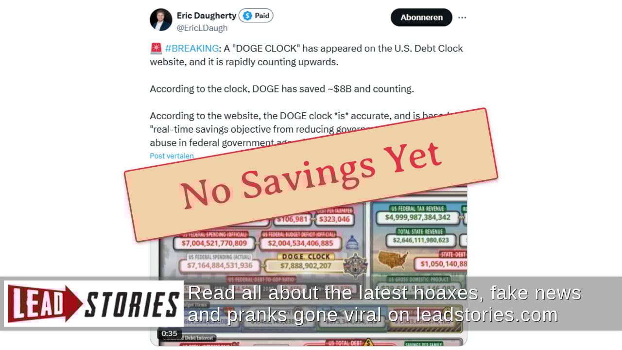 Fact Check: 'DOGE Clock' Did NOT Say $8 Billion-Plus Saved By January 22, 2025, By Cutting ...