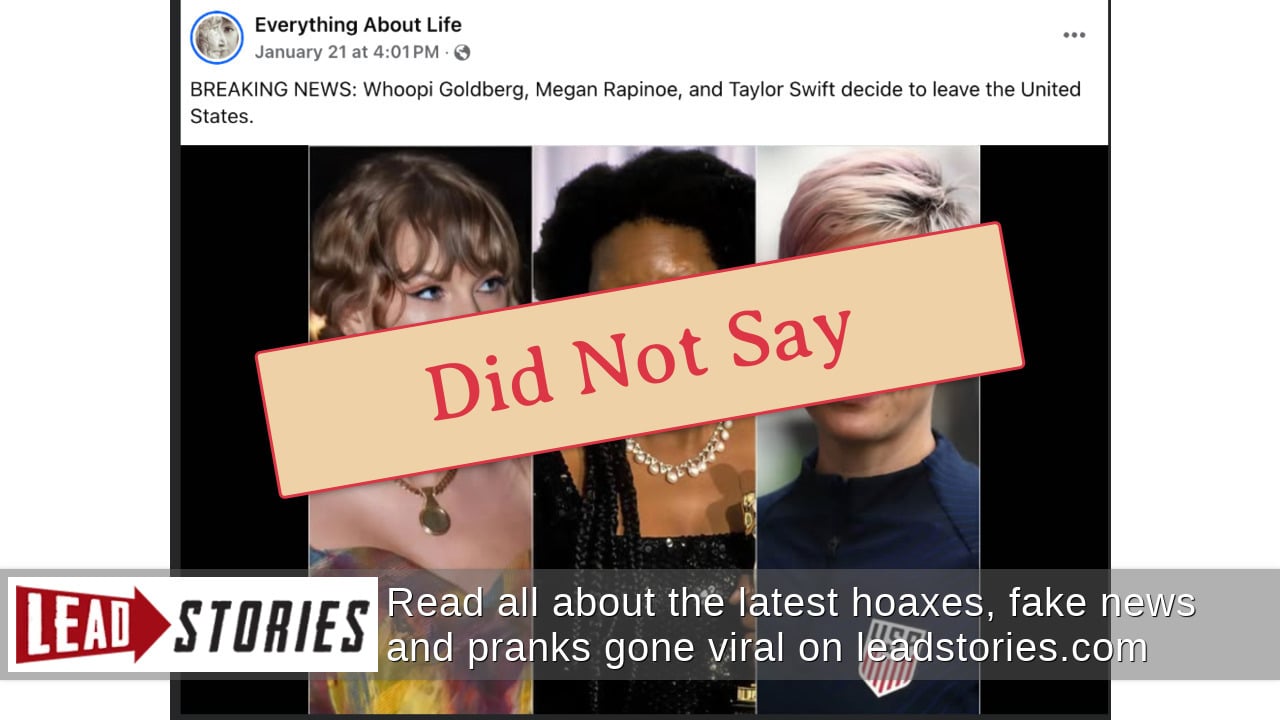 Fact Check: Whoopi Goldberg, Megan Rapinoe And Taylor Swift Did NOT ... Fact Check: Whoopi Goldberg, Megan Rapinoe And Taylor Swift Did NOT ...